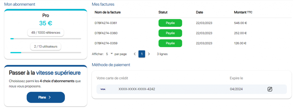 Consulter l’historique des factures – K Inventory