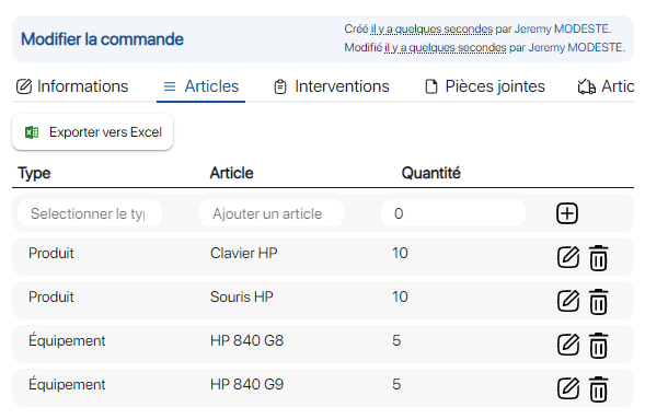 Consulter les informations d’une commande – K Inventory